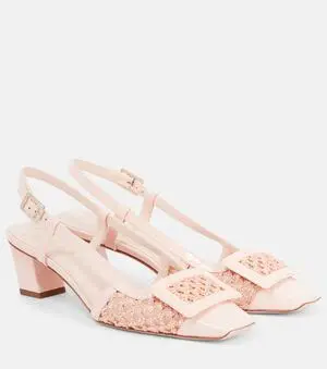 ROGER VIVIER Belle Vivier 45 Crochet Slingback Pumps - Pink