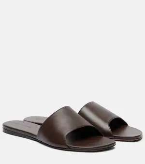 Brown Leather Slides