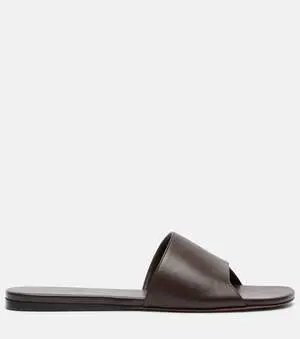 Amina Muaddi Bianca Leather Slides