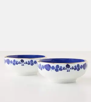 La DoubleJ Wildbird Set Of 2 Porcelain Snack Bowls