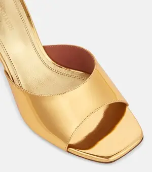 Amina Muaddi Lupita 70 Metallic Leather Mules