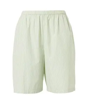 THE ROW Zinnia Striped Cotton Poplin Bermuda Shorts - Green