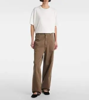 THE ROW Sharka Cotton Gabardine Wide-leg Pants - Brown