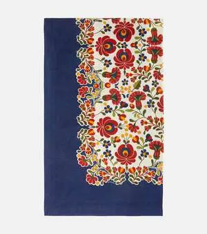 La DoubleJ Windflower Placée Linen Tablecloth - Blue