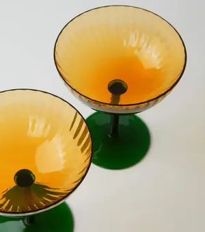 La DoubleJ Set Of 2 Murano Glass Champagne Coupes - Yellow