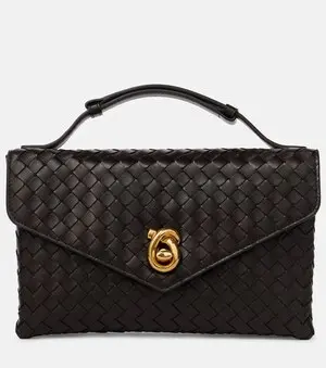 Bottega Veneta Knot Lock Intrecciato Leather Top-handle Bag - Brown