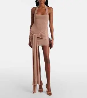 Amina Muaddi Alexa 95 Patent Leather Mules - Brown