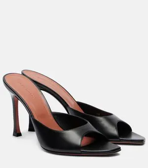 Amina Muaddi Alexa 95 Leather Mules - Black
