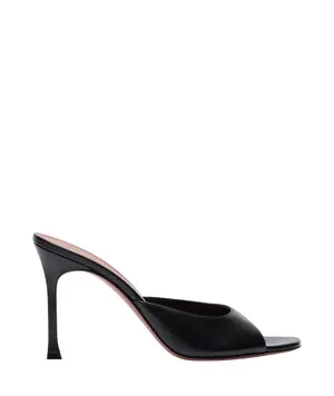 Amina Muaddi Alexa 95 Leather Mules - Black