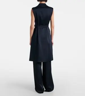 Max Mara Afgano Belted Satin Jacket - Blue