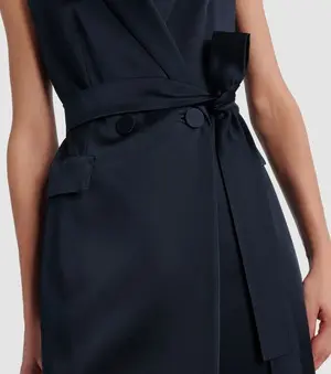 Max Mara Afgano Belted Satin Jacket - Blue