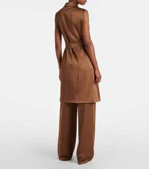 Max Mara Afgano Belted Satin Jacket - Brown