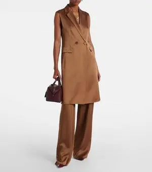 Max Mara Afgano Belted Satin Jacket - Brown