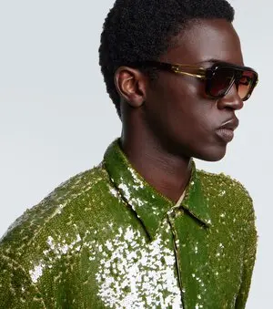 JACQUES MARIE MAGE Aviator Sunglasses - Brown