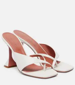 Amina Muaddi Shiona 95 Leather Sandals - White