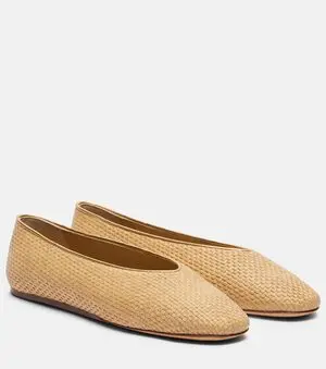 Le Monde Beryl Regency Raffia Ballet Flats - Brown