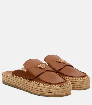 Prada Leather Espadrille Mules