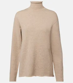 JIL SANDER Cashmere Turtleneck Top - Beige