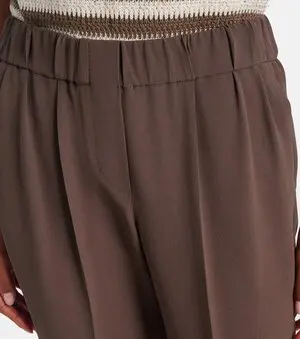Brunello Cucinelli Cropped Crêpe Slim Pants - Brown