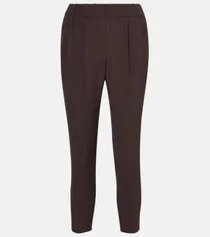 Brunello Cucinelli Cropped Crêpe Slim Pants - Brown