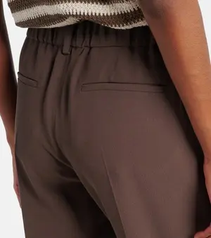 Brunello Cucinelli Cropped Crêpe Slim Pants - Brown