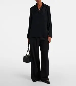 Max Mara Dover Silk-blend Cady Blouse - Black