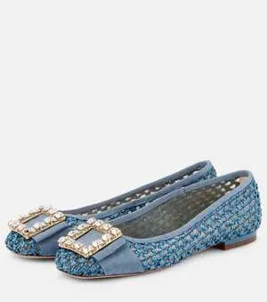 ROGER VIVIER Tres Vivier Embellished Ballet Flats - Blue