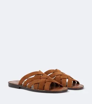 Brunello Cucinelli Woven Suede Sandals - Brown