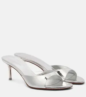 Amina Muaddi Jeanne 60 Mirrored Leather Mules