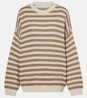 Brunello Cucinelli Striped Cotton-blend Sweater