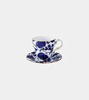 La DoubleJ Mama Wildbird Blu Porcelain Teacup And Saucer Set - Blue