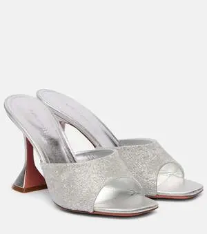 Amina Muaddi Silver Tone Mules Clogs For Women
