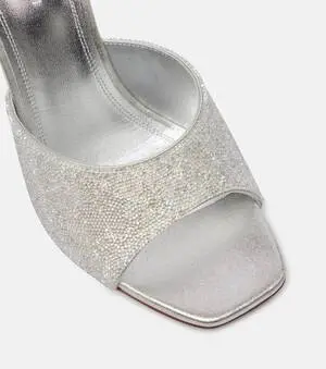 Amina Muaddi Lupita 95 Embellished Leather Mules - Silver