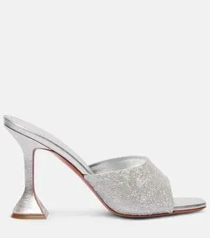 Amina Muaddi Lupita 95 Embellished Leather Mules - Silver