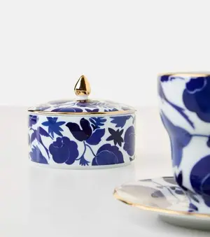 La DoubleJ Wildbird Blu Porcelain Container