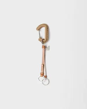 Prada Leather Keychain Charm Camel Brown