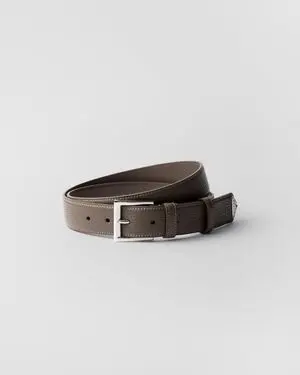Prada Leather Belt Bamboo Gray
