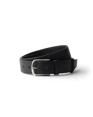 Prada Saffiano Leather Belt With Engraved Logo Buckle - Black