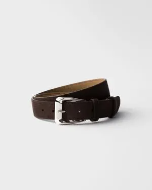 Prada Suede Belt - Dark Brown