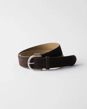 Prada Suede Belt - Dark Brown