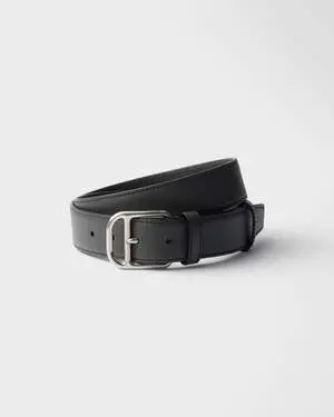 Prada Saffiano Leather Belt Anthracite Gray