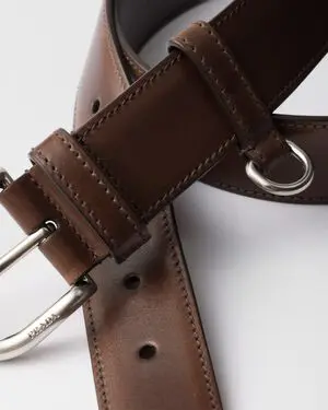 Prada Antiqued Leather Belt