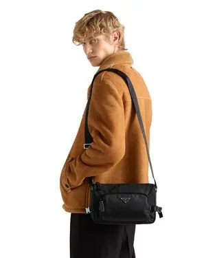 Prada Re-nylon And Saffiano Leather Shoulder Bag - Black