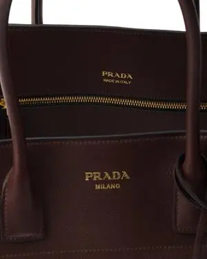 Prada Leather Tote Bag - Brown