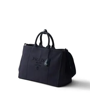 Prada Jardinière Extra-large Cotton Canvas Tote Bag - Blue
