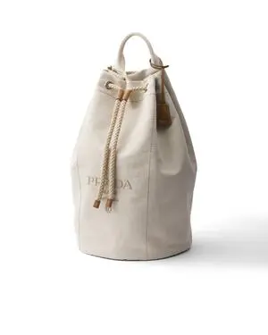 Prada Linen Blend Drawstring Duffle Bag - Neutral