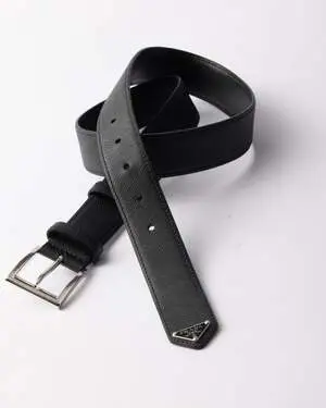 Prada Saffiano Leather Belt - Black