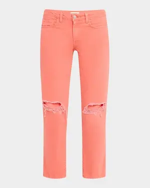 L'Agence Nevia Low-rise Straight Jeans - Coral Destruct