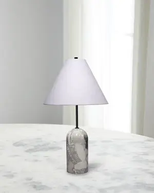 JAMIE YOUNG CO. Holt Travertine Table Lamp, 28" - Grey