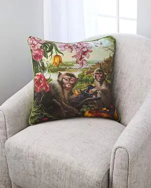 YANA MOVCHAN Monkey Falling In My Dream Accent Pillow - Multi